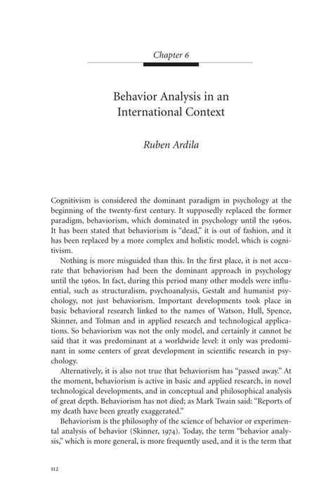 Pdf 6 Behavior Analysis In An International Context