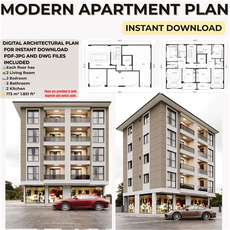 5 Story Modern Apartment Plan 8 Flats Modern Residence Pdf 