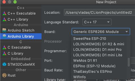Esp8266 Is There A Way To Add Board From Arduino Board Manager To Clion Arduino Plugin