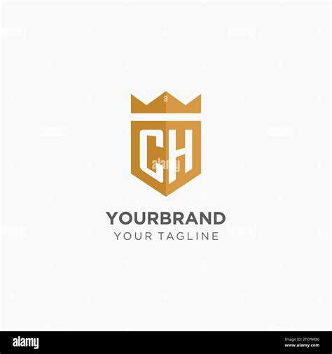 Monogram Ch Logo With Geometric Shield And Crown Luxury Elegant