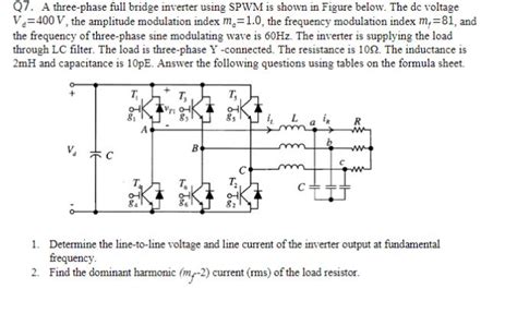 Q7 A Three Phase Full Bridge Inverter Using Spwm Is