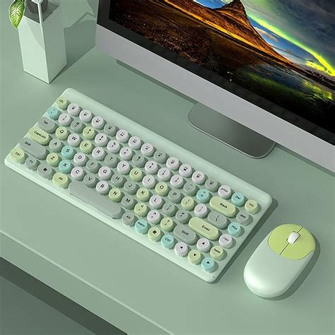 Forev Fv W10 Colorful Wireless Keyboard And Mouse Combo Arabic En Retro Typewriter Keycap