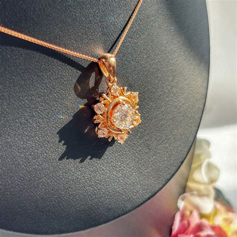 Moissanite Rose Gold Snowflake Pendant Necklace Etsy