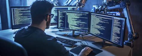 Technicians Performing Maintenance And Programming Tasks In High Tech