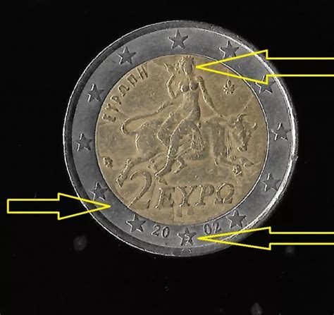 greece 2002 coin 2 euro error with s at star code 89621 £12