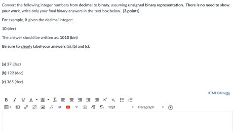 Solved Convert The Following Integer Numbers From Decimal To Chegg Com