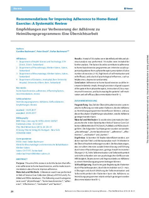 Pdf Recommendations For Improving Adherence To Home Based Exercise A Systematic Review