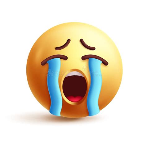 Sob Emoji Clipart 3d Character Crying Emoji Face Tear Drops Open