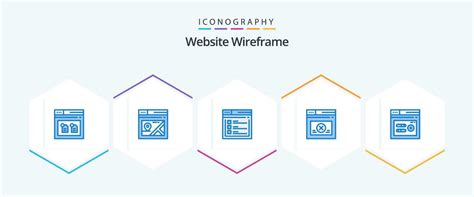 Website Wireframe 25 Blue Icon Pack Including Keyword Web Internet