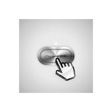 Hand Cursor Pointing To Metallic Button Royalty Free Vector