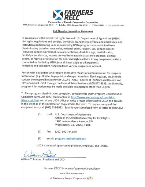 Non Discrimination Statement Farmers Recc