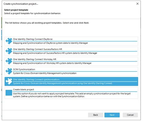 Missing Starling Connect And Scim Project Templates In Synchronization