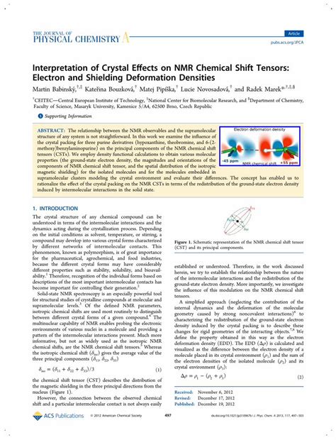 Pdf Interpretation Of Crystal Effects On Nmr Chemical Shift Tensors Electron And Shielding