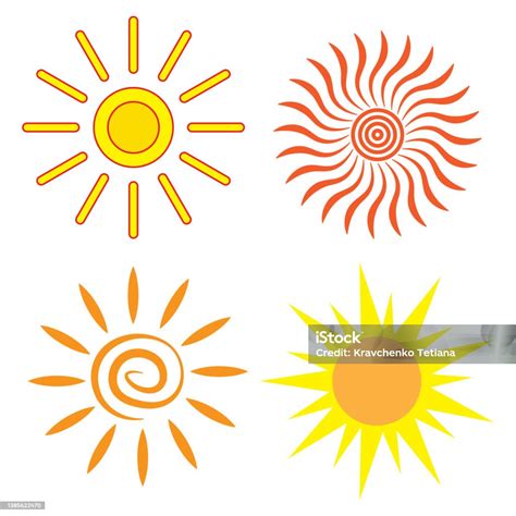 만화 태양 세트 어떤 목적을 위해 훌륭한 디자인 여름 배경 벡터 그림입니다 스톡 이미지 귀여운에 대한 스톡 벡터 아트 및 기타 이미지 Istock