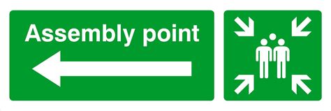 Assembly Point Sign With Left Arrow Site Safety Signs