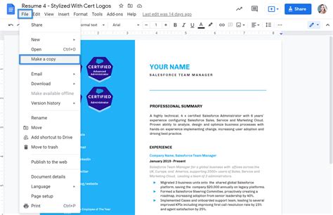 How To Create A Standout Salesforce Resume Free Templates Salesforce Ben