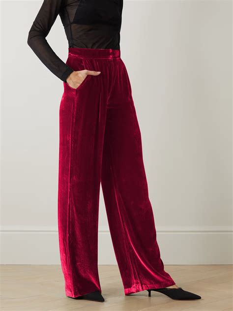 Claudia Velvet Pants Red Casual Wide Leg Pants Pants For Women