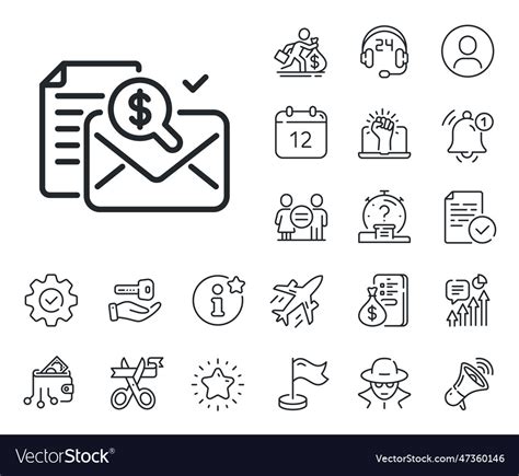 Accounting Report Line Icon Audit Sign Salaryman Vector Image