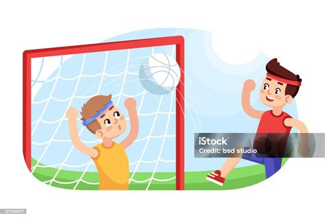 축구 플랫 벡터 그림을 재생 하는 소년입니다 어린이 레저를위한 스포츠 클럽 젊은 스포츠맨을위한 팀 게임 과외 야외 활동 챔피언십 만화 캐릭터의 키즈 플레이어