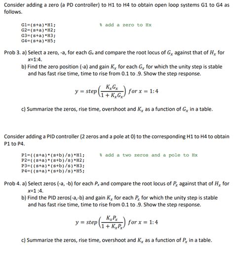 Solved The Open Loop Transfer Functions Of Commonly