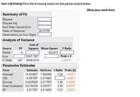 Solved Part 1 9 Points Fill In The 9 Missing Values For