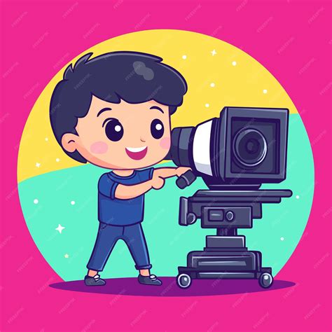 Cute Screen Actor Blocking Scenes Cartoon Vector Premium Ai Generated Vector