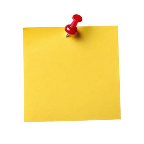 Blank Yellow Sticky Note With Red Pushpin 60194865 Png