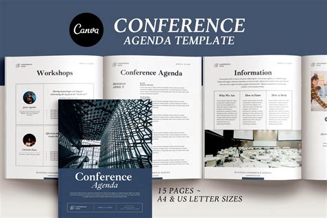 Conference Agenda Canva Template Business Brochure Event Meeting