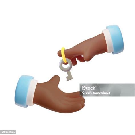 3d 만화 아프리카 손 들고 키 열쇠와 사람 손의 이모티콘 아이콘 푸른 소매 액세스 부동산 아파트 임대 3차원 형태에 대한 스톡 벡터 아트 및 기타 이미지 Istock