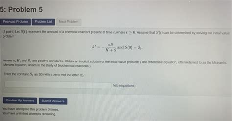 Solved 5 Problem 5 Previous Problem Problem List Next