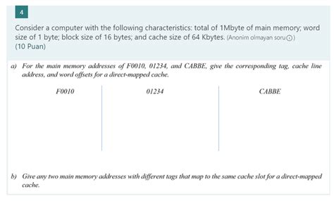Solved Consider A Computer With The Following Chegg