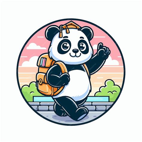 색 배경의 터 일러스트에 고립된 귀여운 판다 만화 프리미엄 벡터