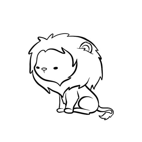 손으로 그린 사자 개요 그림 무료 벡터