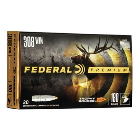 Federal Trophy Bonded Tip 308 Winchester Rifle Ammunition 20 Round Box