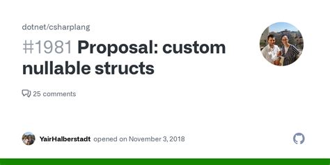 Proposal Custom Nullable Structs · Issue 1981 · Dotnetcsharplang