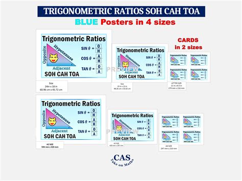 Right Triangle Trigonometry Soh Cah Toa Posters And Cards Teaching Resources