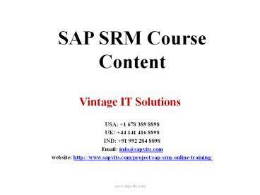 SAP SRM Course Content PPT SAP SRM Training In Pune Presentation Free To Download