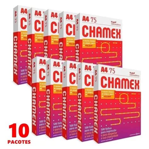 Papel Ofício A4 Folha Sulfite Chamex 75g Pacote 5000 Folhas Shopee Brasil