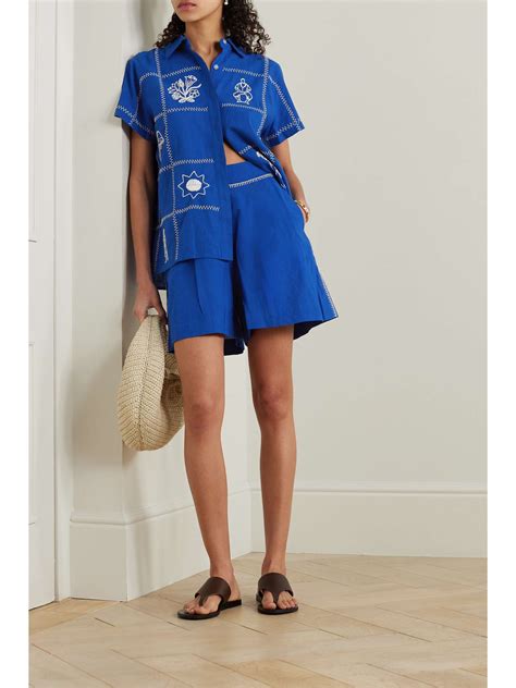 Net Sustain Carmen Embroidered Cotton And Linen Blend Shirt Net A