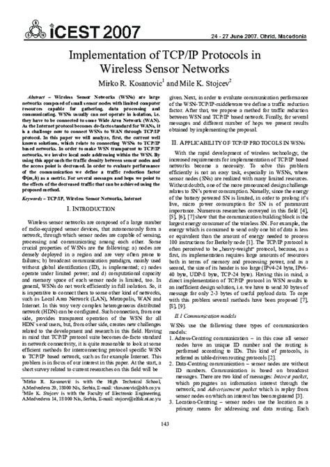 Pdf Implementation Of Tcpip Protocols In Wireless Sensor Networks