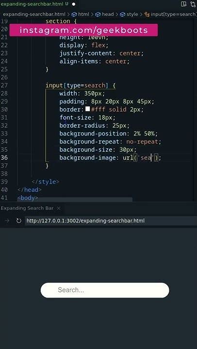 How To Create An Expandable Search Bar Using Html Css Only Geekboots Youtube