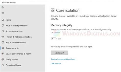 Memory Integrity Cant Be Turned On Windows 11
