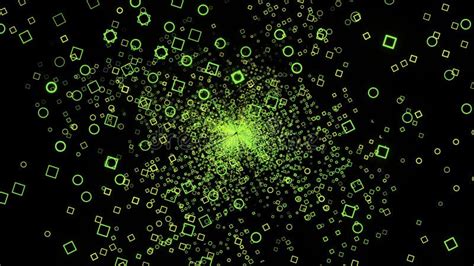 Rotating Squared Matrix Field On A Black Background Design Green Squared Silhouettes Spinning
