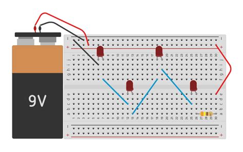 Circuit Design 4 Leds Tinkercad