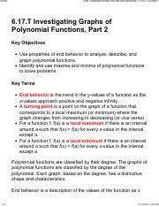 Analyzing Polynomial Functions Graphs Turning Points Course Hero