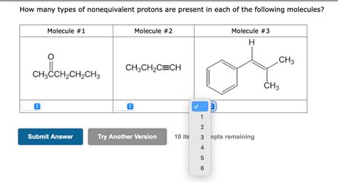 Solved How Many Types Of Nonequivalent Protons Are Present
