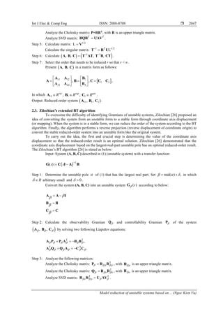 Model Reduction Of Unstable Systems Based On Balanced Truncation Algorithm PDF