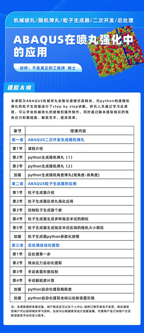 Abaqus机械喷丸参数化建模仿真12讲：python二次开发构建随机弹丸和粒子生成器abaqus二次开发通用 仿真秀视频课程