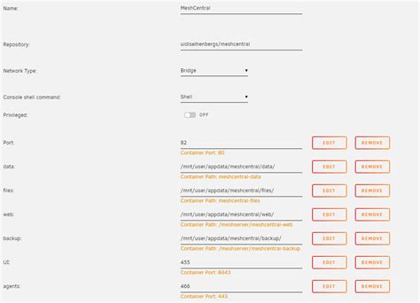Request Meshcentral Docker Engine Unraid