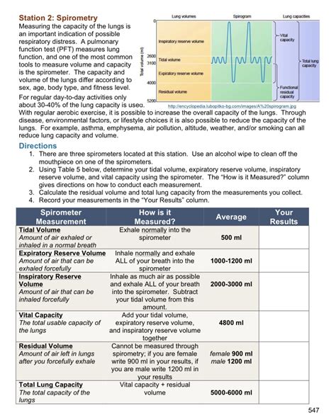 [solved] Station 2 Spirometry Lung Volumes Spirogram Lung Capacities Course Hero